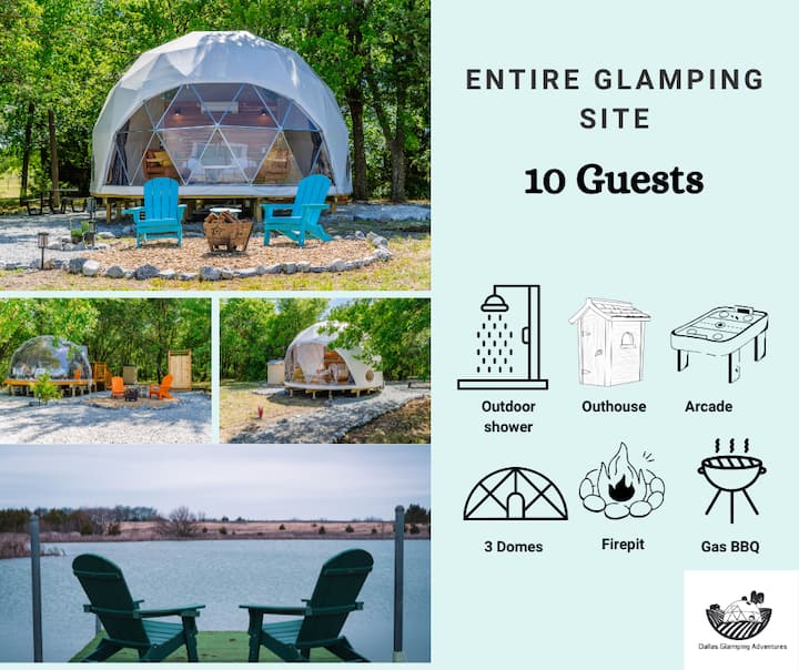 All 3 Domes Starlink Bbq Fishing - Bonham State Park, Bonham