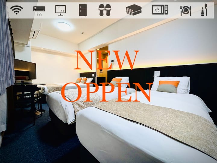 62四人家庭房【通天阁步行1分钟】「市区中心商圈」天王寺·日本桥·难波·道顿堀·心斋桥徒步范围内 - Osaka