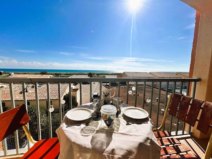 Face Plage Vue Mer Beau Studio 3 Pers Et Terrasse - Torreilles