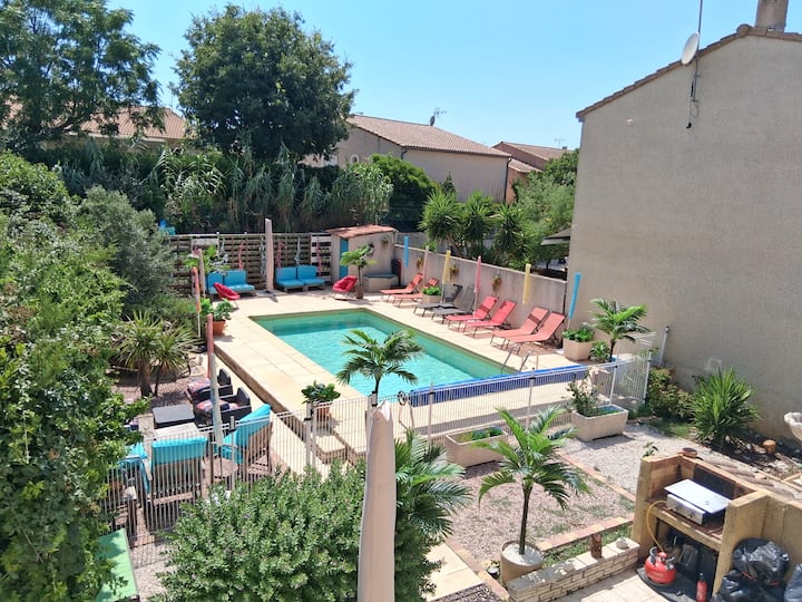 Dolce Vita -Charmante Villa Familiale Avec Piscine - Languedoc-Roussillon