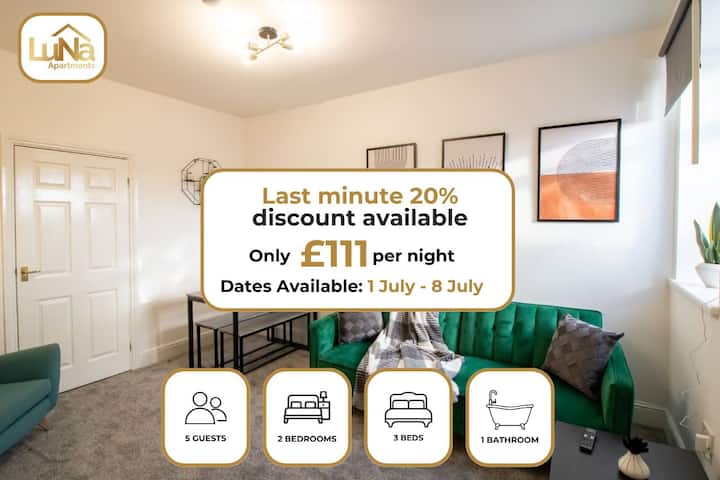 Limited Time! 2br | Sleeps 5 | 20% Off - Gateshead