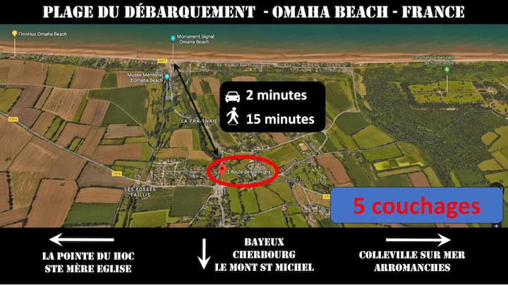 Gite De Mer - 5 Couchages - Plage à Pied - Omaha Beach