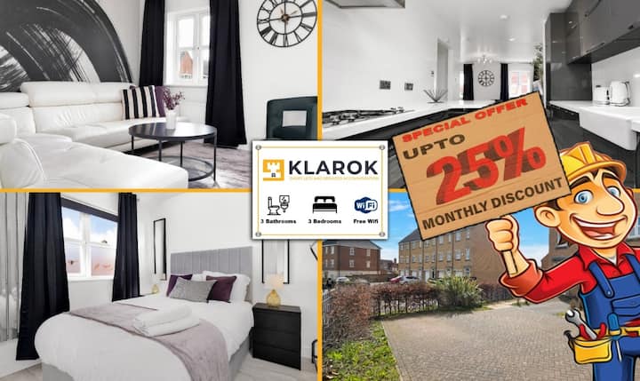 Superking 3-bed Suite W/ Amenities – Long Stay - Peterborough
