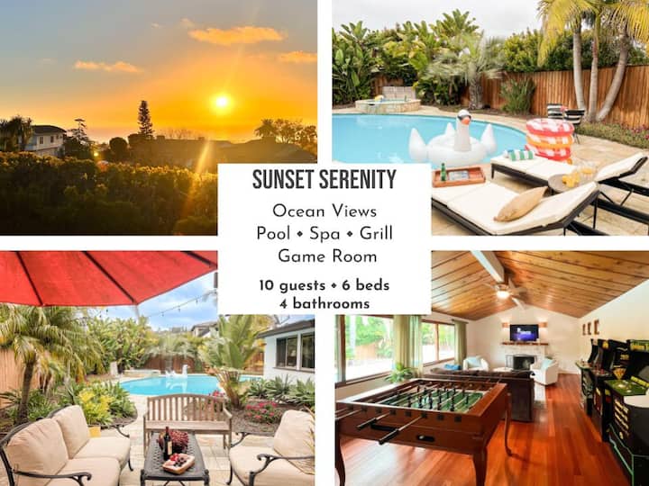 3 Min To Beach! Ocean View, Pool, Spa, Game Room - San Diego, CA