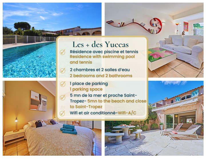 Famille-amis-2chambres 2sdb Piscine-tennis - Gassin