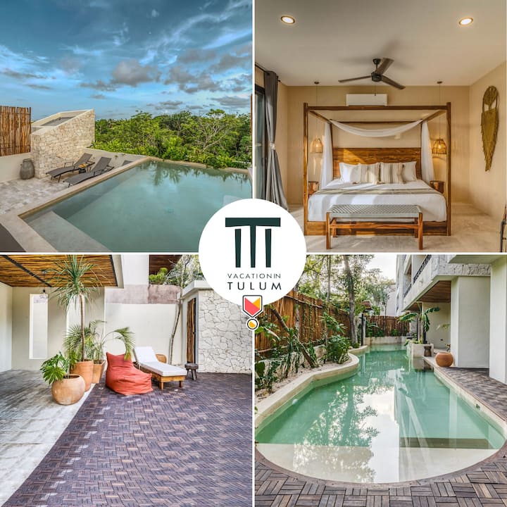 Fast Wi-fi Deluxe 3br Ph W Private Pool + Rooftop - Tulum