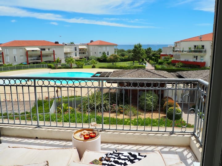Sunny Apartment With Pool + Sea View, A/c, Parking - Antibes
