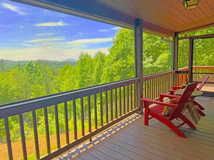 Majestic Mtn.vw Rustic Log,hot Tub,deck Fireplace - Mineral Bluff, GA