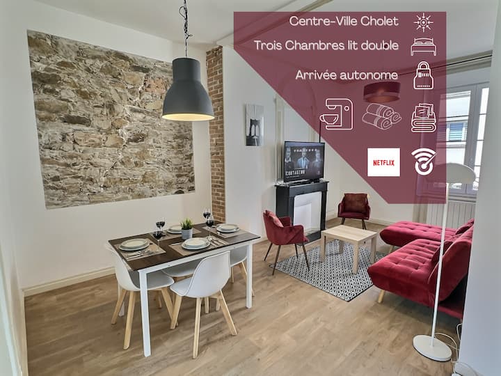 Hypercentre Grand T4 éQuipé - 3 Chambres - Cholet