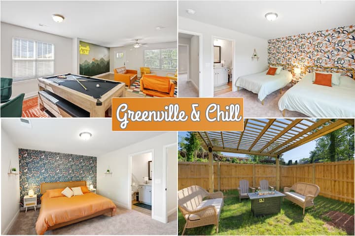 Modern 2br/2.5ba~ping Pong~fire Pit~steps From Srt - Greenville, SC