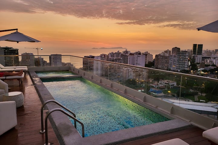 1br Barranco Pool Sea View Jacuzzi Wifi Ac Garage - Lima