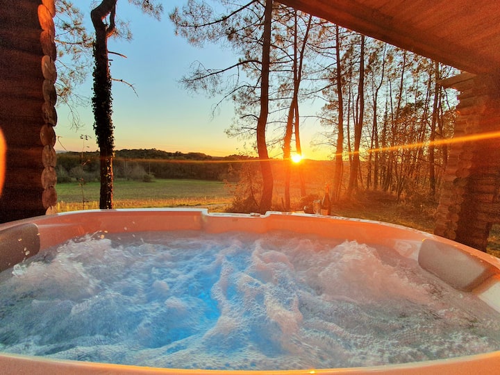 Magnifique Chalet En Rondins Avec Spa 2 - Périgord