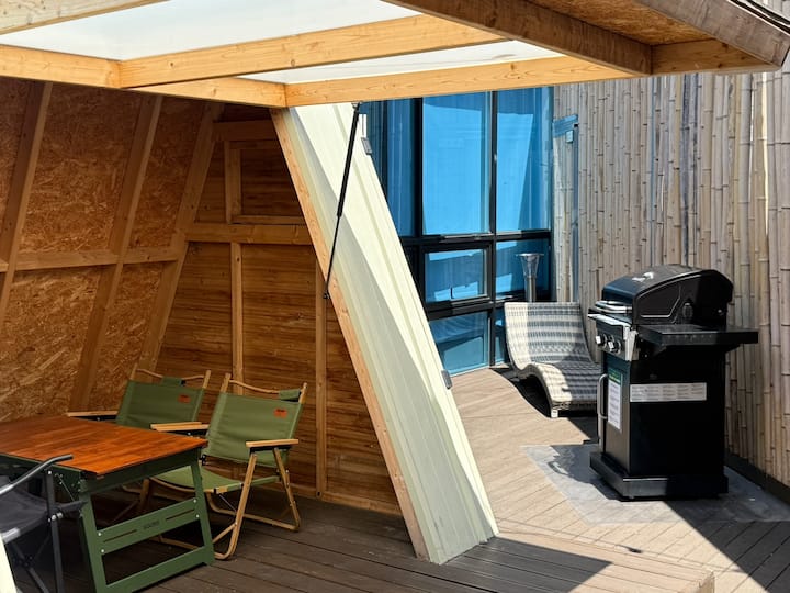 [4인특가!] #광안리글램핑바베큐 #해수욕장도보3분 #야외자쿠지 #게임기 #빔프로젝터 - Busan