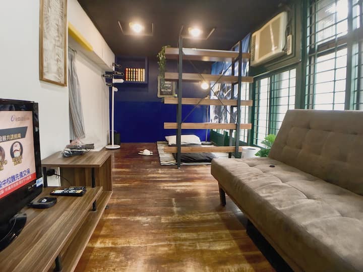 Cg-studio/大橋頭捷運站450m/6人家庭房/客廳/廚房/2房/陽台/限月租/近市場公園夜市 - Taipei