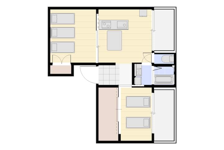グループ・家族歓迎/最大5名/シングル5台/無料駐車場1/wifi/栗林公園3分/高松駅7分/連泊割 - Takamatsu