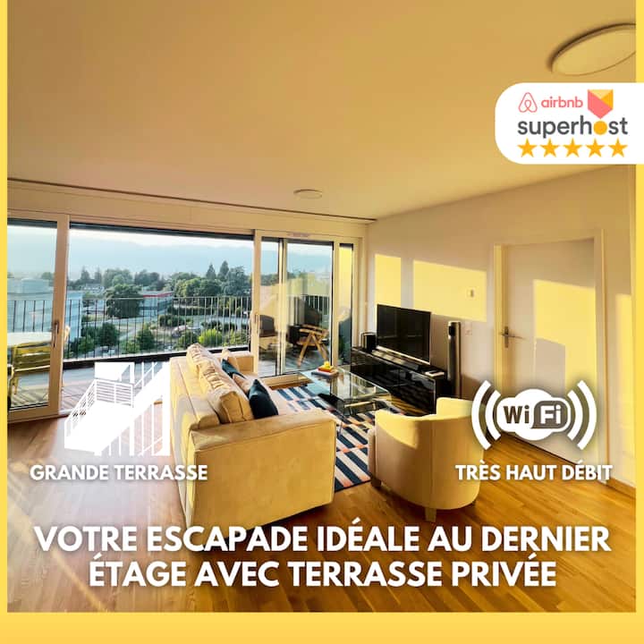ÉLégant Appt. Avec Terrasse & Vue Imprenable - Carouge