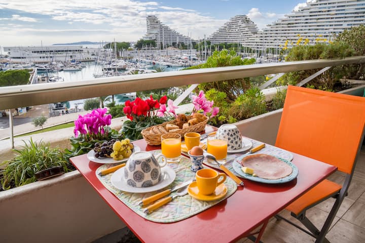 Marinastar 50m2 Luxe Soleil Vue Mer à 180 Garage - Plage des Bouches du Loup