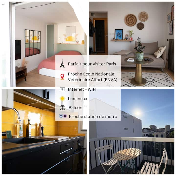 Studio+balcon, Métro à 7min à Pied, Paris Direct - Maisons-Alfort