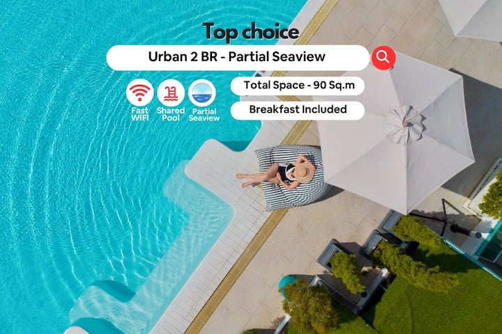 Chalong - Urban 2 Br -Partial Seaview-rooftop Pool - Phuket