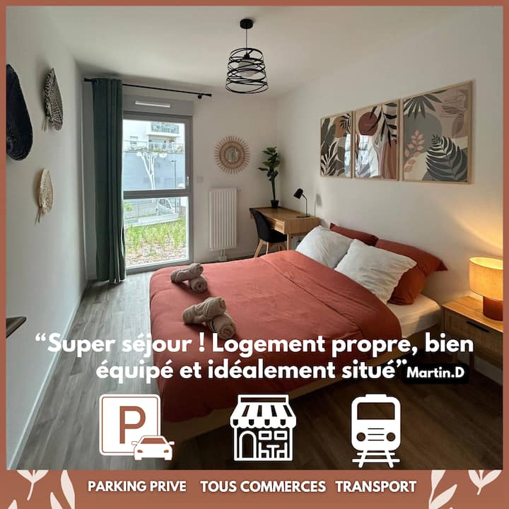 T3 Moderne - Proche Tram - Parking Privé - Angers