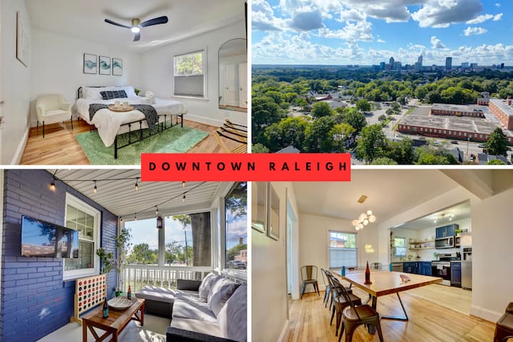 Dwell Downtown~pingpong~fenced~porchtv~walk~pets! - Raleigh, NC