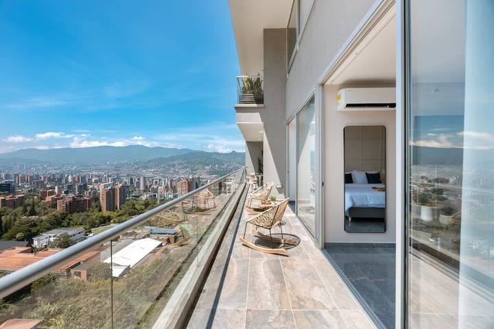 [C] Poblado Heights|24th Fl Panoramic View|ac 2br - Medellín