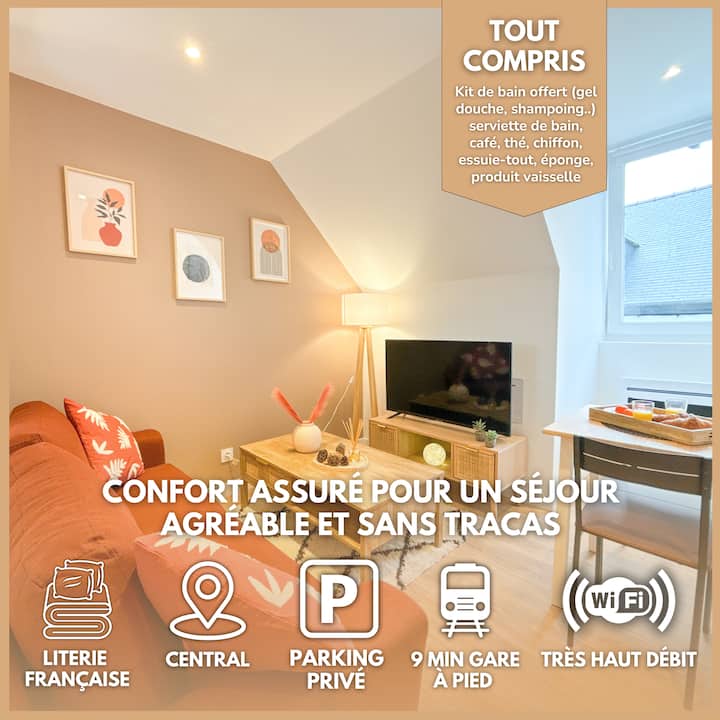 Le Nectar – Parking Privé, ÉLégant & Central - Saint-Brieuc