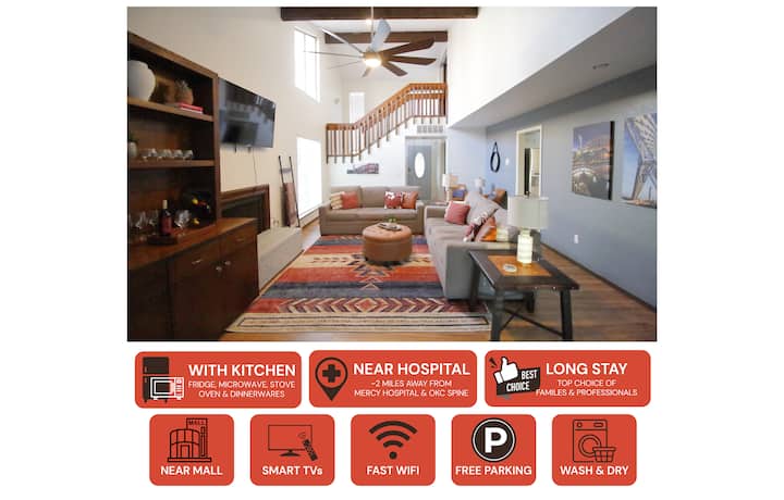 Charming 3br+2.5ba Home | Spacious +Parking +Wifi - Oklahoma City, OK