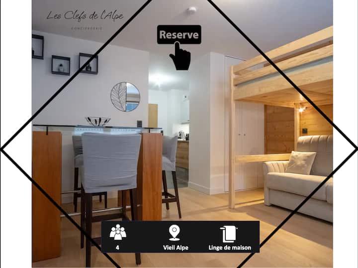 Studio Cosy & Moderne Vieil Alpe - Auris