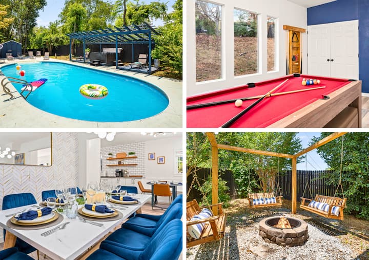 Resort Pool & Hot Tub, Firepit, Fenced 4 Pets - Hendersonville, NC