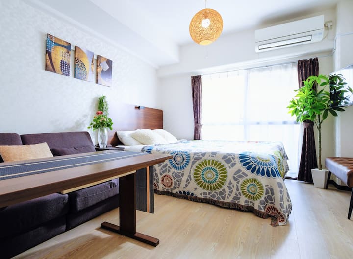 3min Walk Station/4 People/wide Queen Bed & Sofa - 도다시