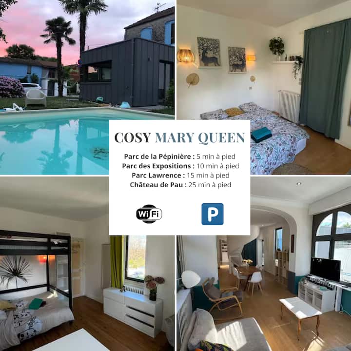 Cosy Mary Queen - 3ch - Maison & Jardin & Piscine - Pau