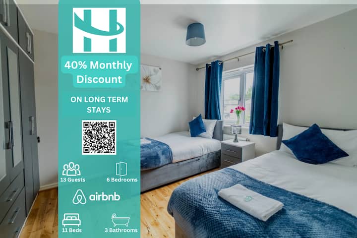34%off Stays 7days+ |6 Bed House|family|groups - Wolverhampton