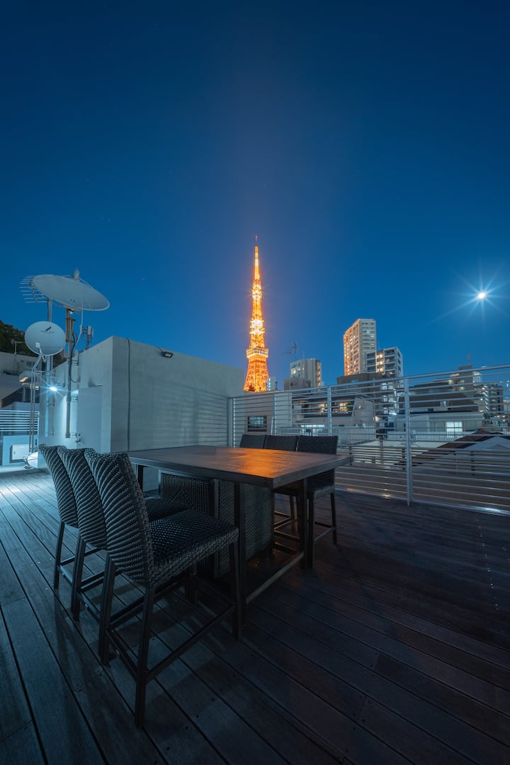 Tokyo Tower Night View + Exclusive Sauna | Designer Luxury Four-story Villa, Enjoy 500㎡ Of Quiet Time - Tokyo