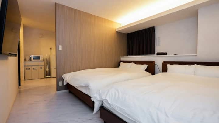 【Near Planetarium! 】1ldk Cozy Twin Room / 4ppl - 가고시마시