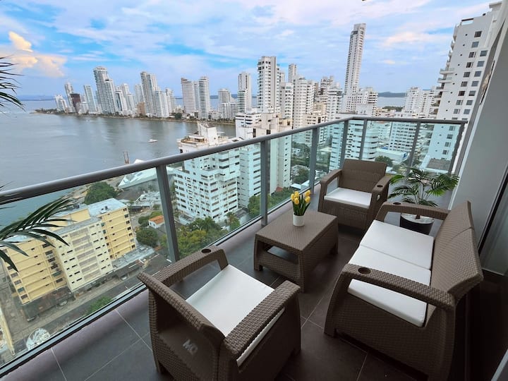 Bocagrande  2 Hab+piscina+vista Panorámica A Bahía - Cartagena, Colombia