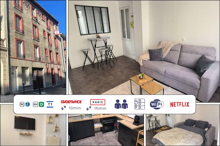 Studio Cosy Tv Netflix– Proche Stade De France - Porte de Paris, Saint-Denis