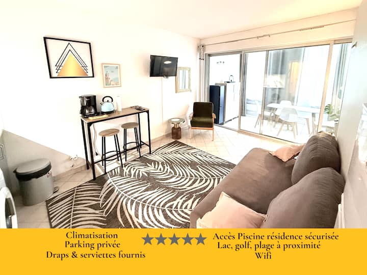 Studio 4 P. Wifi, Clim, Parking, Golf, Ponant Lgm - La Grande-Motte