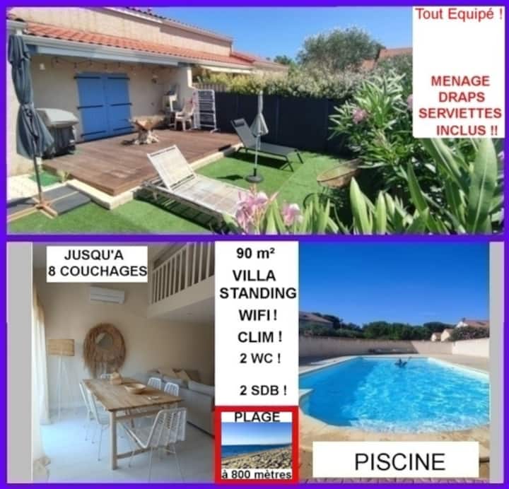 T6+piscine Partagée
Draps Serviettes /Clim-plage - Le Barcarès