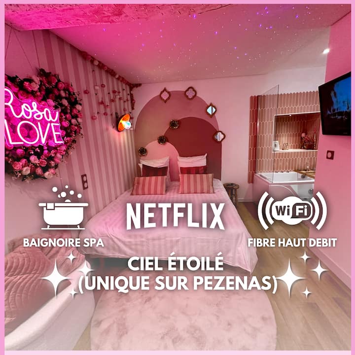 Romantic Room: Balnéo, Ciel éToilé, Wifi, Netflix - Pézenas