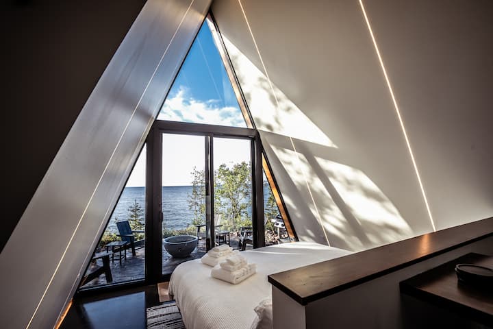 New Lakefront A-frame W/barrel Sauna + Ev Charger - Minnesota