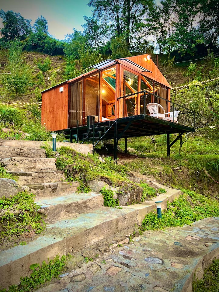 Unique Manali Wood & Glass Cabin & Café In Forest - Manali