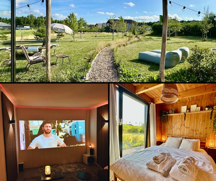 Knus Houten Huis Met Bioscoop & Jacuzzi - Netherlands