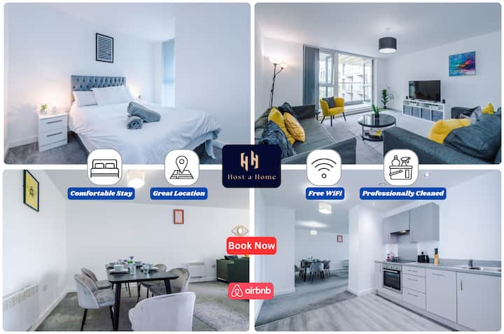 Stylish 2br In Salford• Wifi +Kitchen • Work Ready - Salford