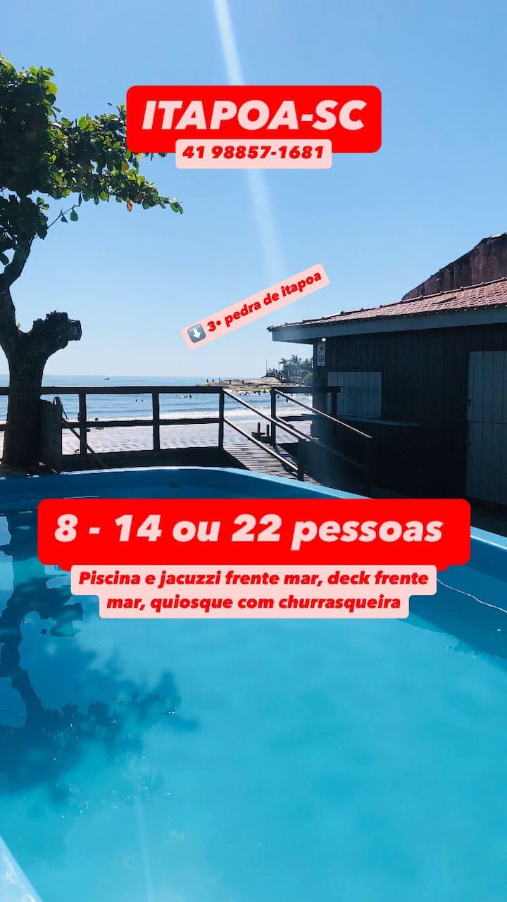 Piscina Frente Mar + Deck + Quiosque - 伊塔波阿
