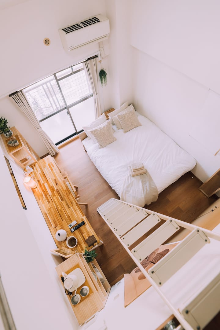 New! Top Floor Japandi Loft In Prime Location - Hakata Station - Fukuoka