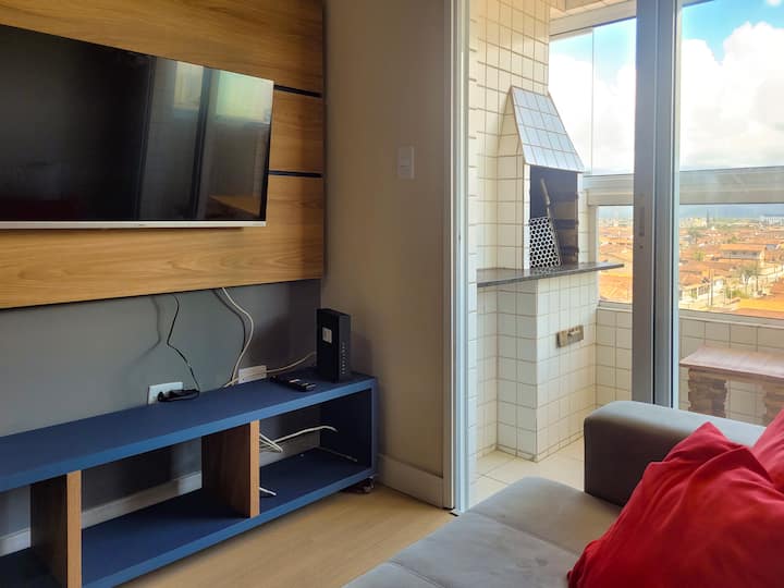 Tm051 Confortável Pé Na Areia + Ar + Churrasqueira - Praia Grande