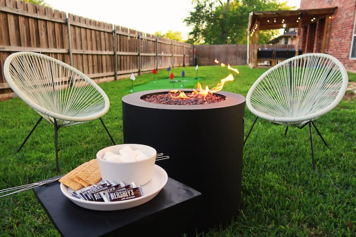Fireplace | Kitchen | Game Room | Popcorn Bar - College Station, TX