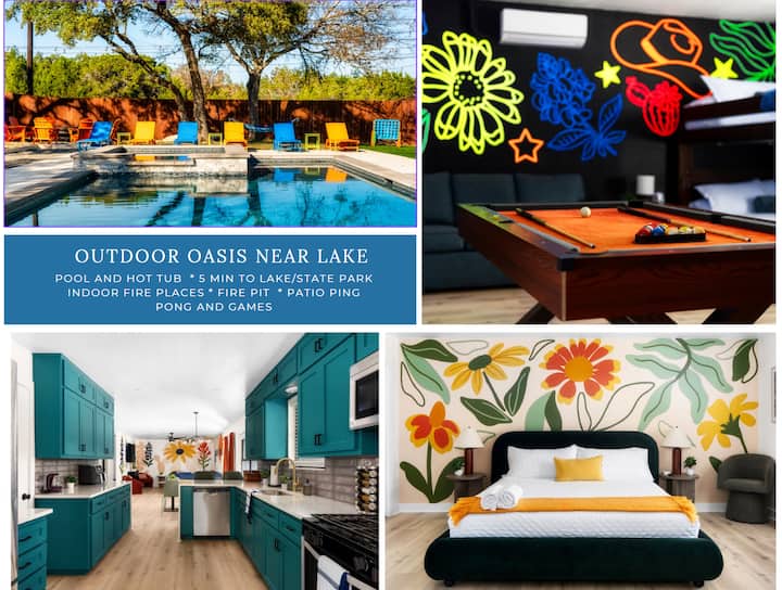 5br Oasis Pool Firepit Game Room Hot Tub Near Lake - Lago Vista, TX