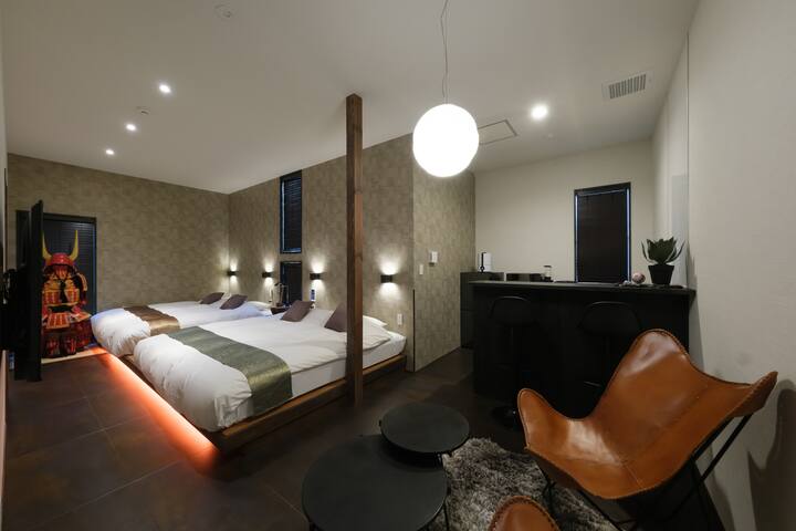 Hotel Qol 瓦町ー武の間ー 瓦町駅徒歩3分｜最大4名｜無料wifi｜フルキッチン - Takamatsu